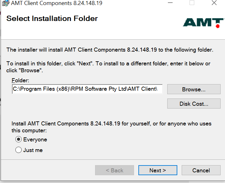 How do I install the AMT Client when ClickOnce isn't practical, such as ...
