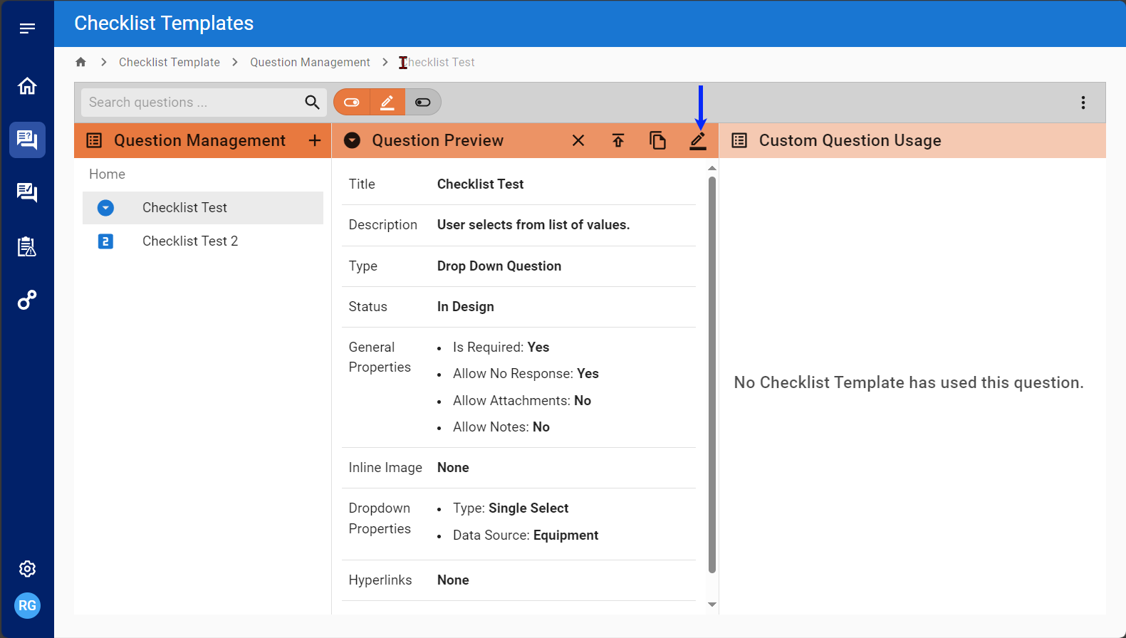 How do I update multiple checklists in AMT Mobile Question Management?