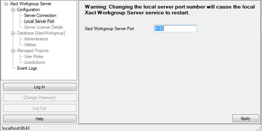 What is the default Workgroup Server port number in XACT Workgroup Server?