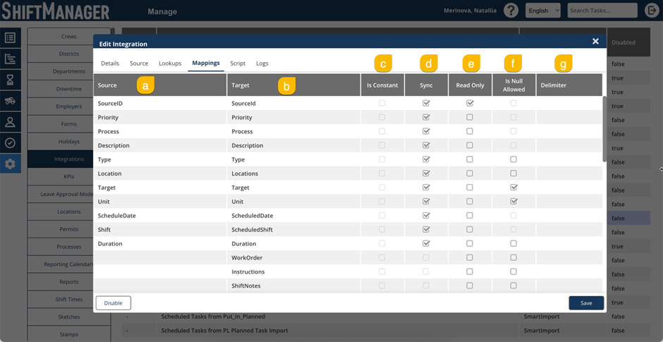 How do I use the Edit Integration screen in ShiftManager?