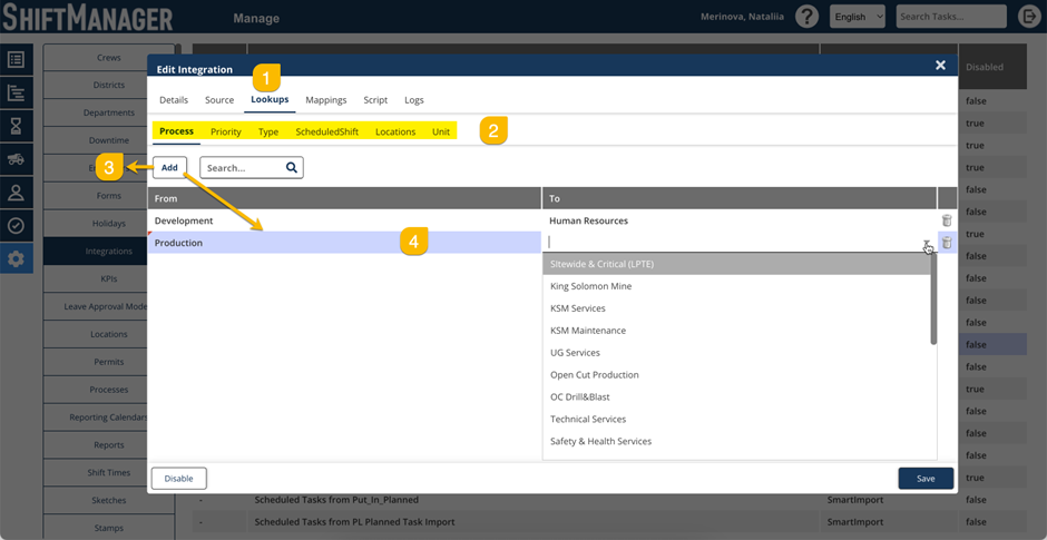 How do I use the Edit Integration screen in ShiftManager?