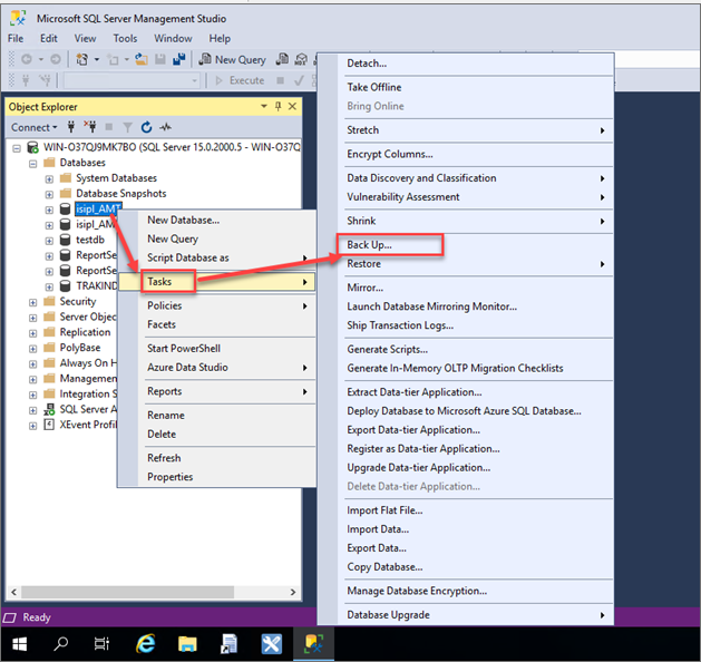 How do I back up the AMT Production database?