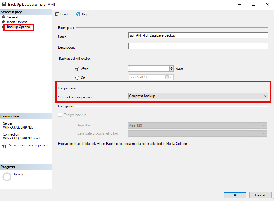 How do I back up the AMT Production database?