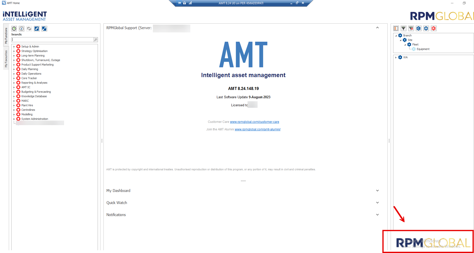 How do I change the logos on the AMT home page and in AMT reports?
