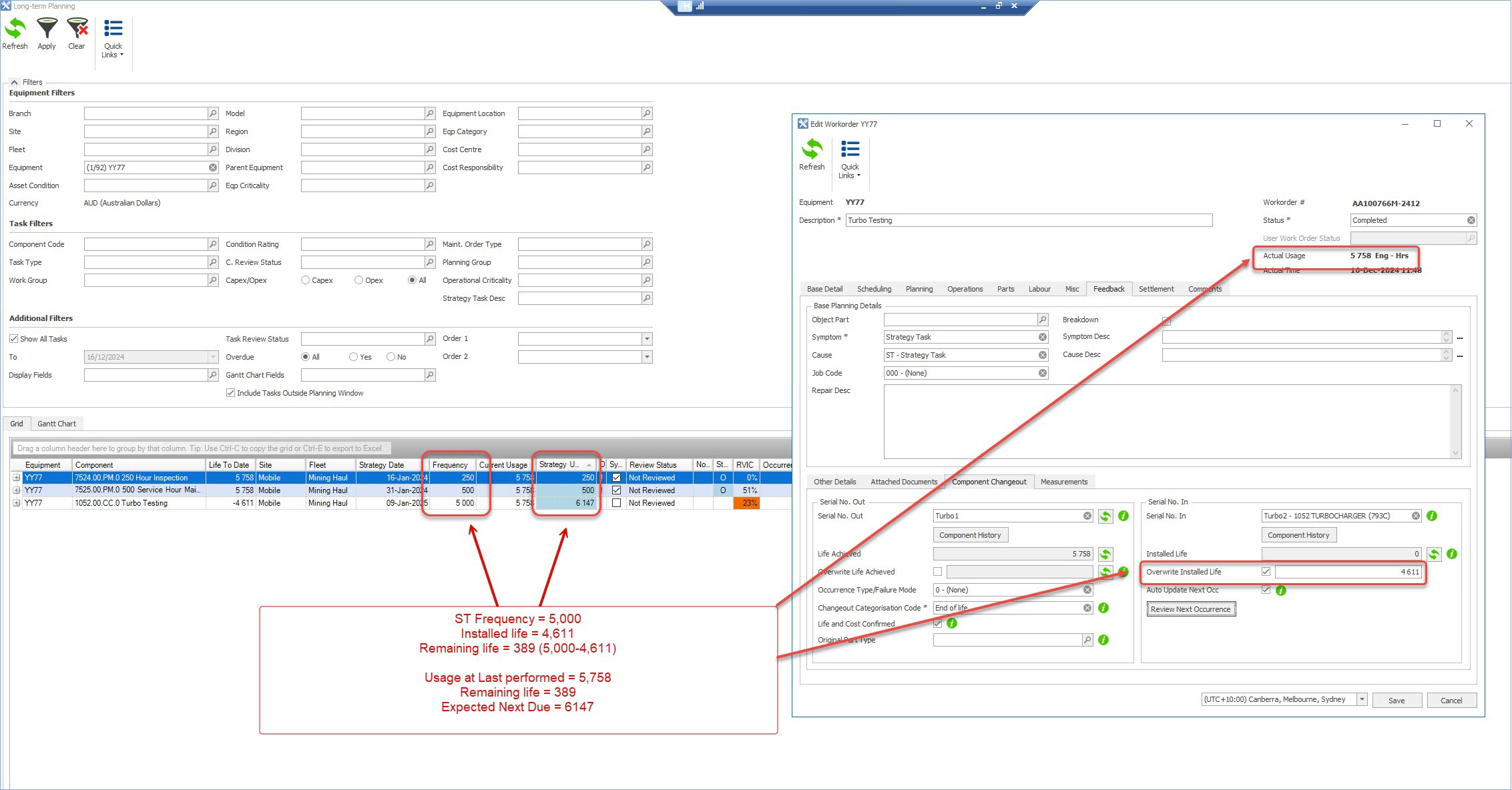 In AMT, why are partial life component hours not calculating the next ...
