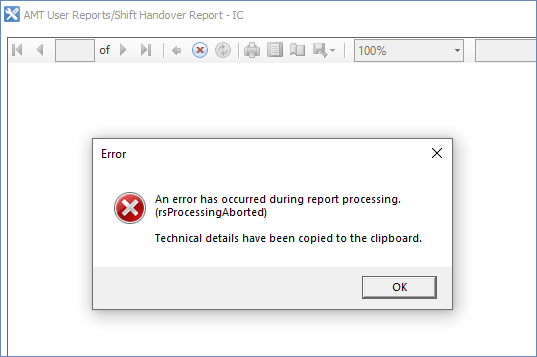 In AMT, why am I receiving errors when running custom reports?